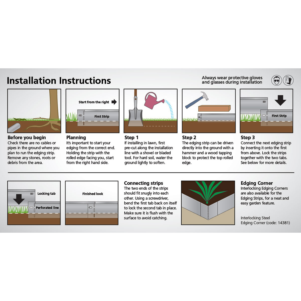 Edging Panels: Interlocking Steel Edging Corner